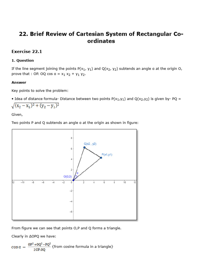 Brief Review Of Cartesian System Of Rectangular Co Ordinates Pdf Cartesian Coordinate