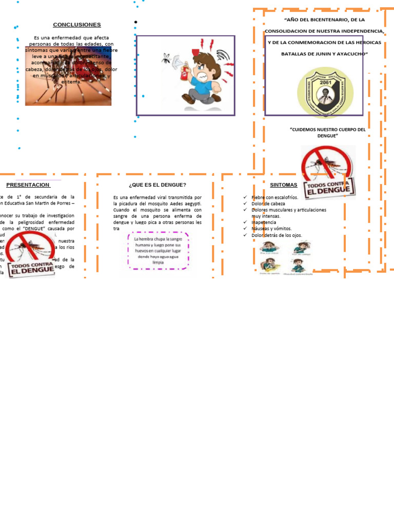 Triptico Dengue | Descargar gratis PDF | Síntomas y signos | Medicina