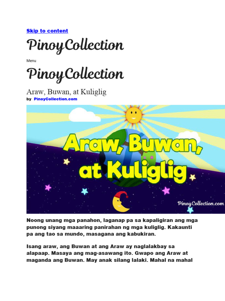 Araw, Buwan, at Kuliglig: Skip To Content | PDF