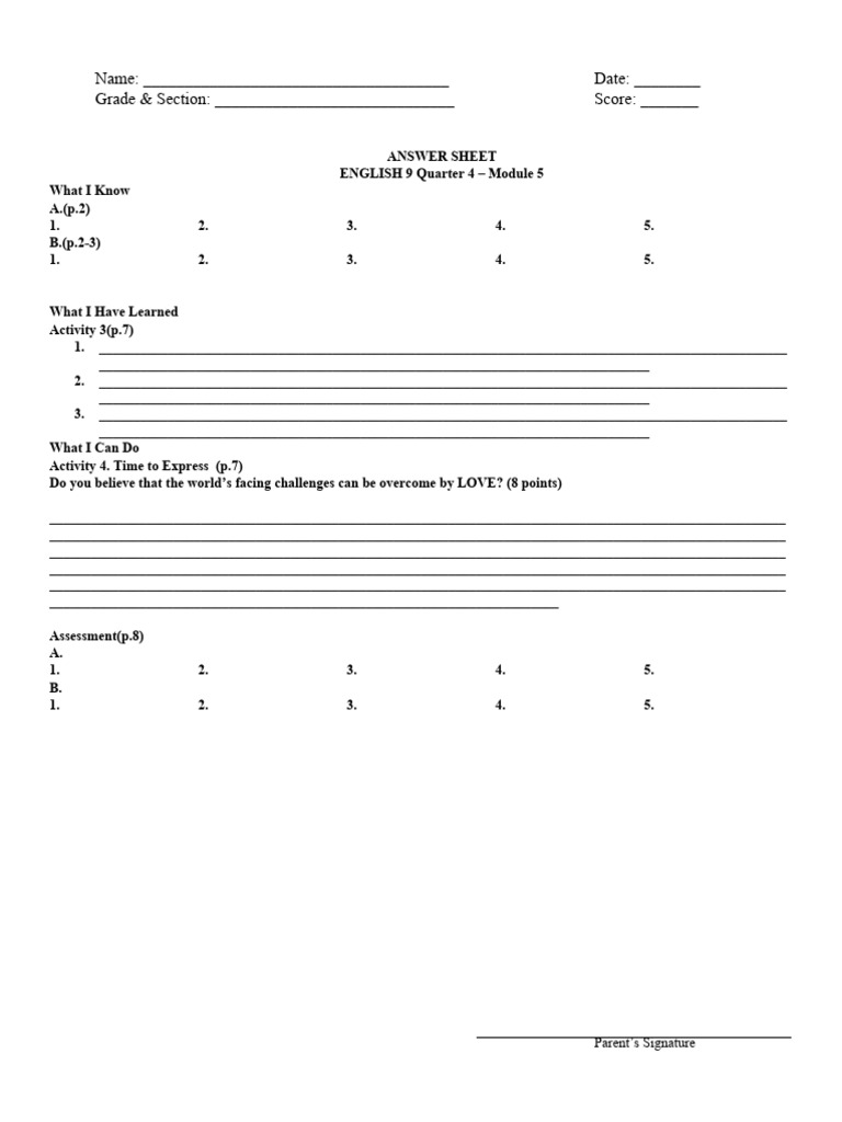 ENG9 Q4-Wk5 Activity Sheet | PDF