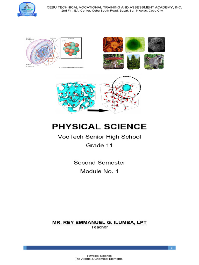 MODULE01 - PHYSICAL SCIENCE - The Atoms and Chemical Elements (Final) | PDF | Chemical Polarity ...