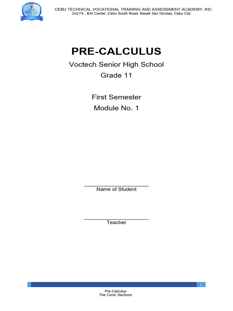 Pre-Calculus: Understanding Conic Sections | PDF | Ellipse | Mathematics