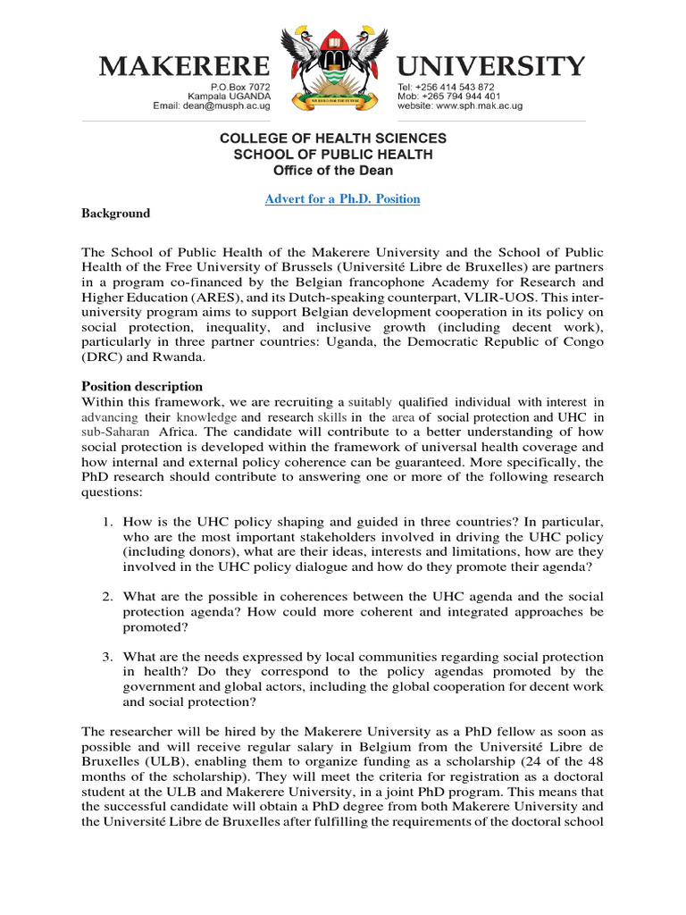 Advert For PSP PHD Opportunity | PDF | Doctor Of Philosophy | Belgium