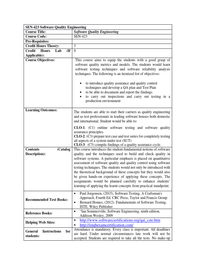 Software-Quality-Engineering | PDF | Software Quality | Software Testing Software-Quality-Engineering | PDF | Software Quality | Software Testing