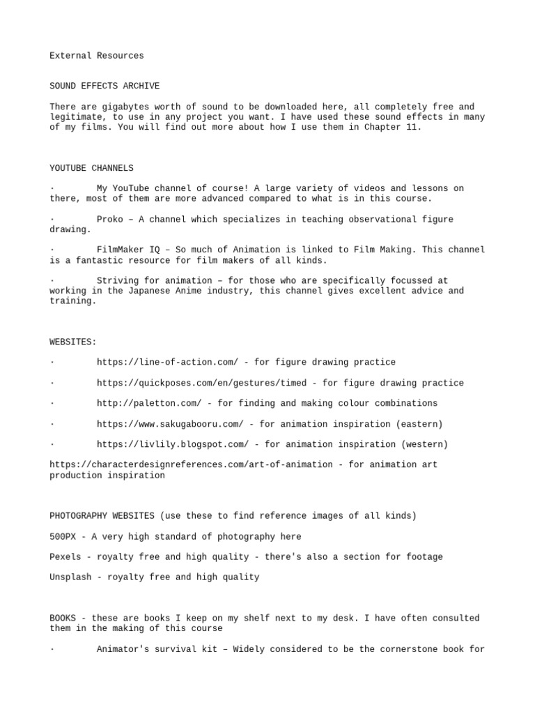 External Resources Pdf Animation Drawing