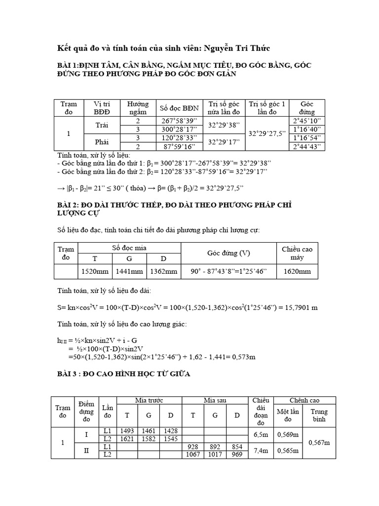 Word trắc địa tn báo cao | PDF