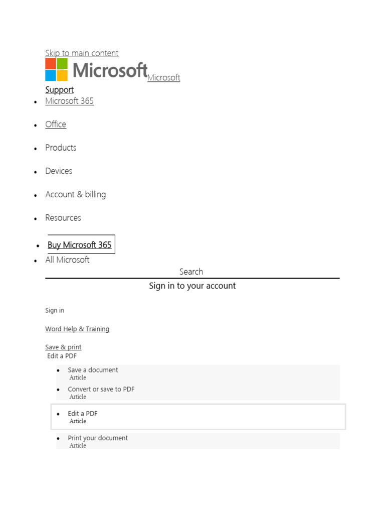Microsoft Support Microsoft 365 Office: Skip To Main Content | PDF ...