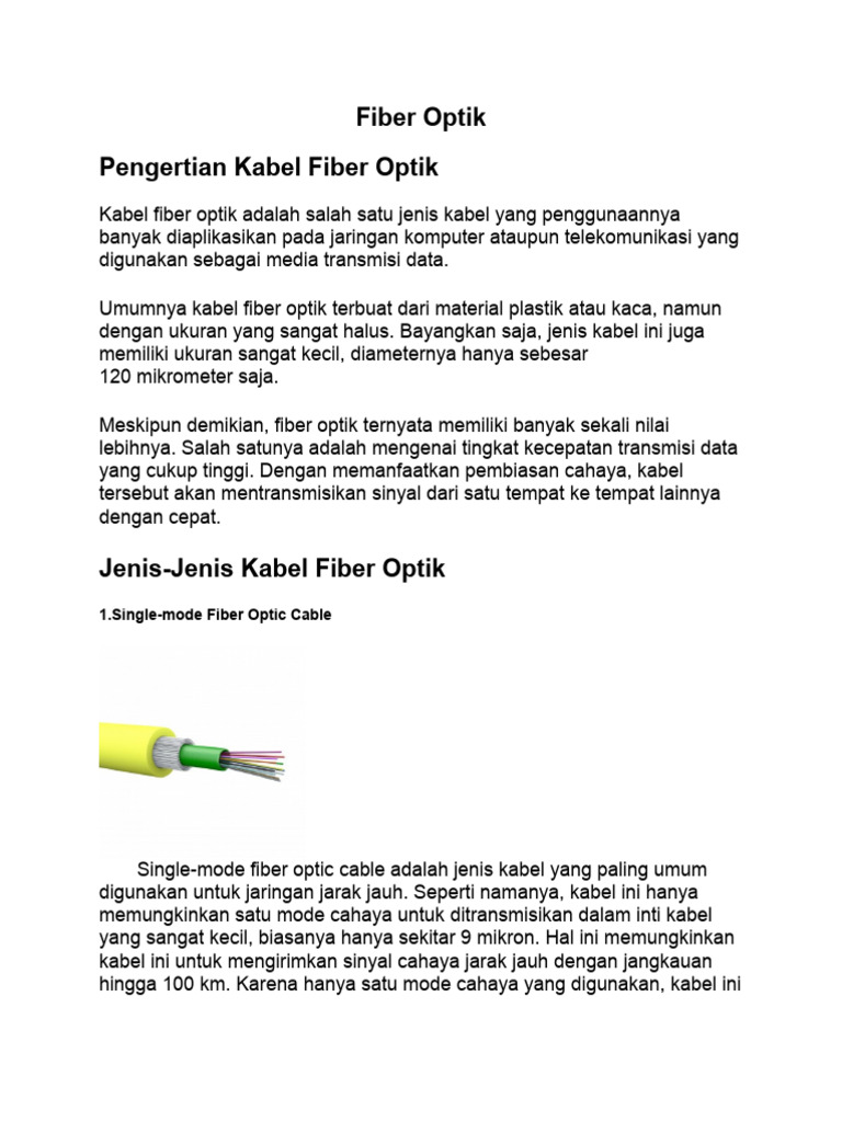 _Jenis Jenis Fiber Optik | PDF