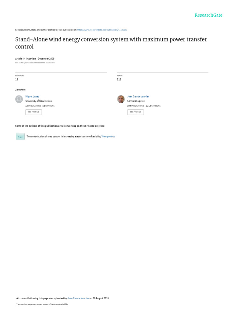 Stand-Alone Wind Energy Conversion System With Max | PDF | Wind Turbine | Turbine