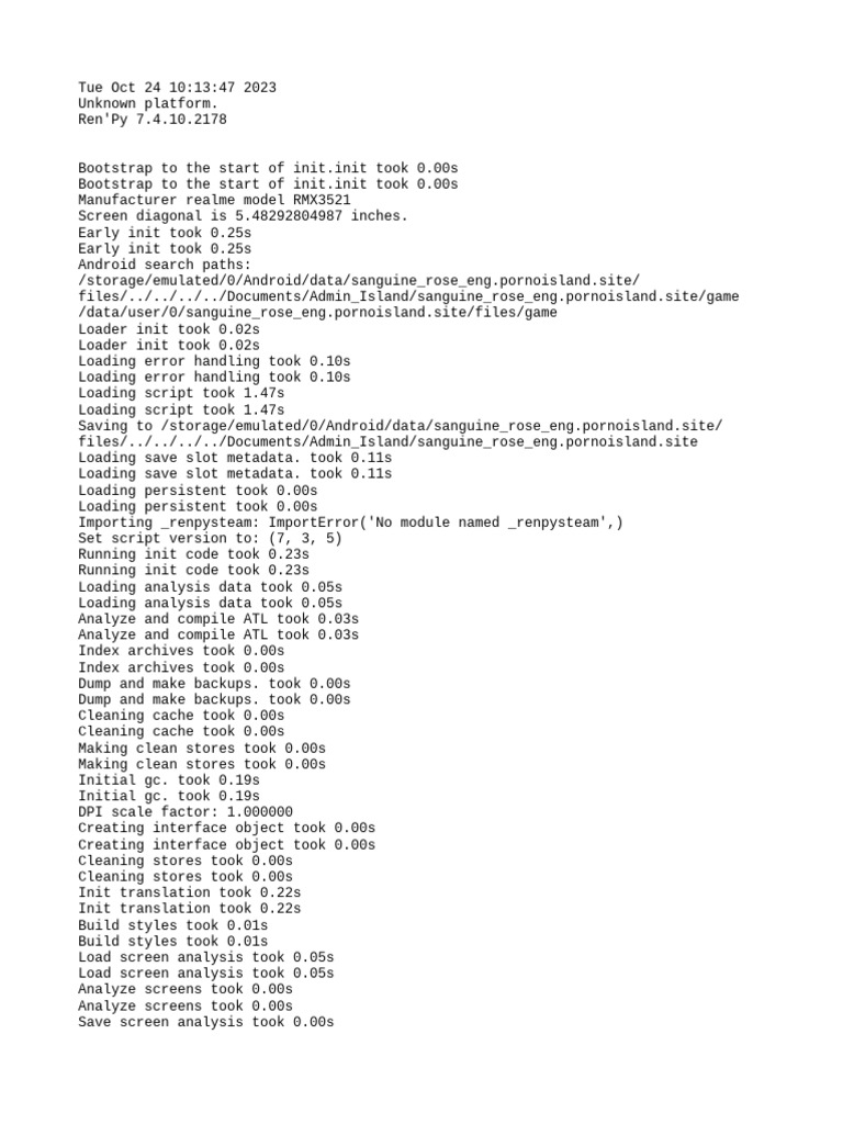 Ren'Py Game Initialization Log | PDF | Texture Mapping | Booting
