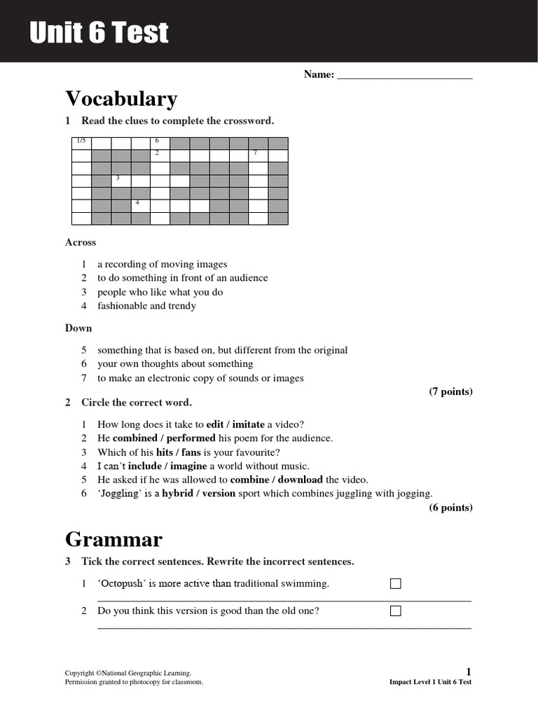 Impact Level 1 Unit 6 Test 0 | Download Free PDF | Scuba Diving ...