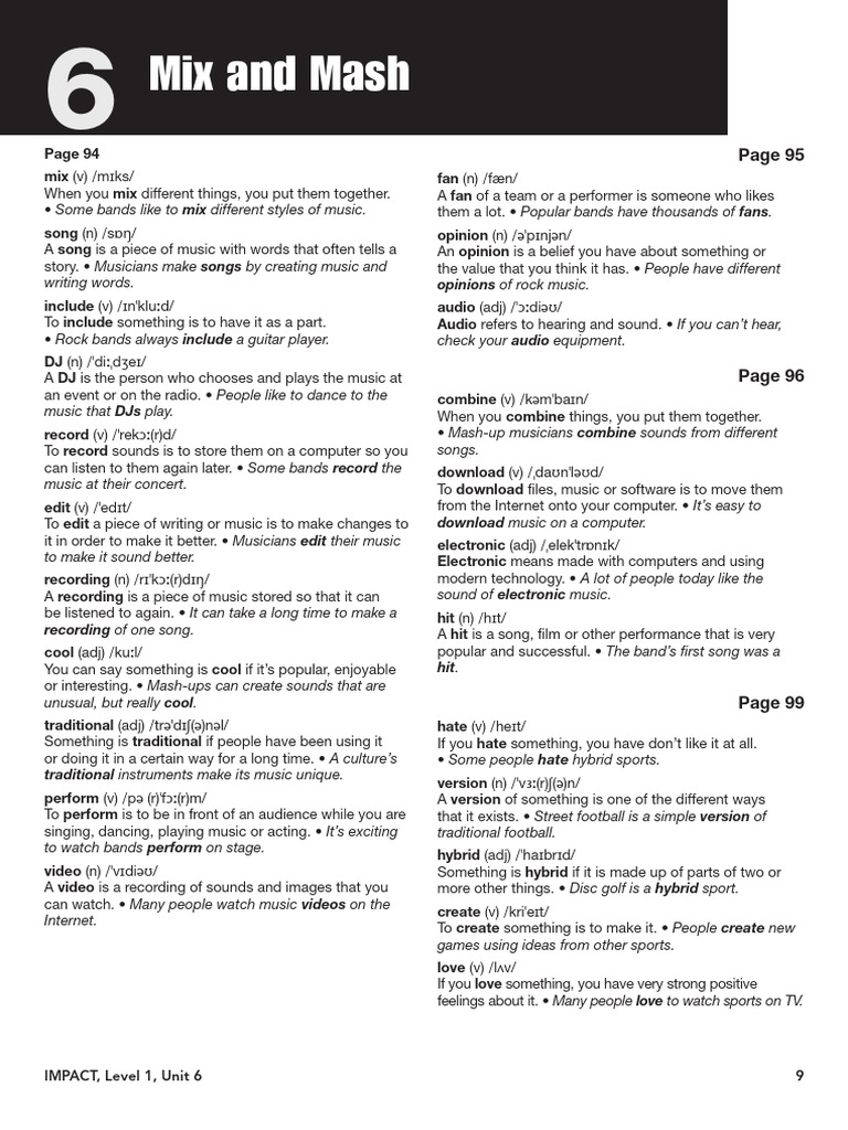 Unit 6 Vocabulary List | PDF | Disc Jockey | Albums