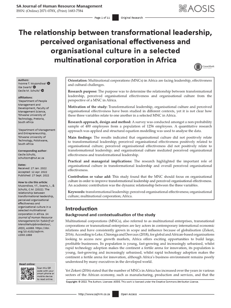 Document | PDF | Leadership | Transformational Leadership