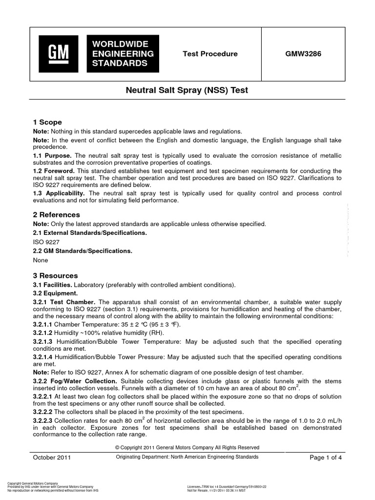 GMW 3286 | PDF | Sodium Chloride | Materials