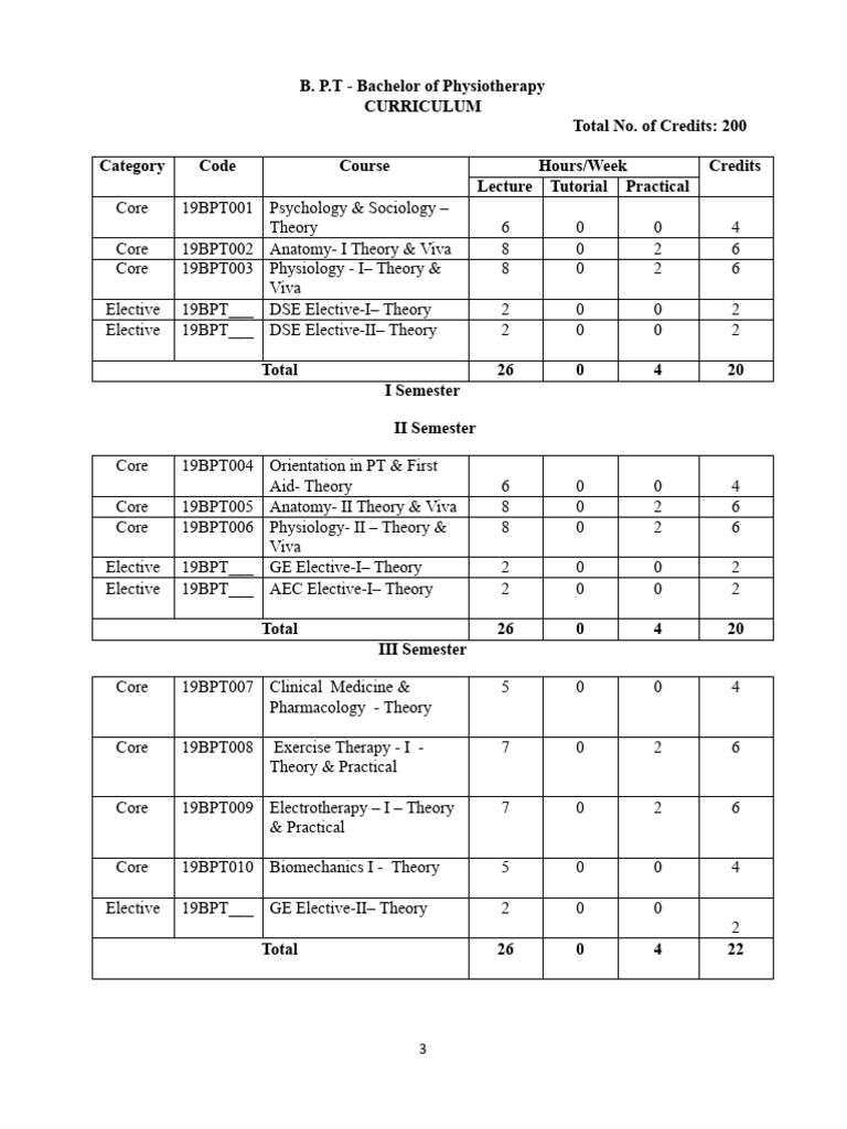 BPT-REVISED-2019-20-curriculum-1 | PDF | Physical Therapy | Social Programs