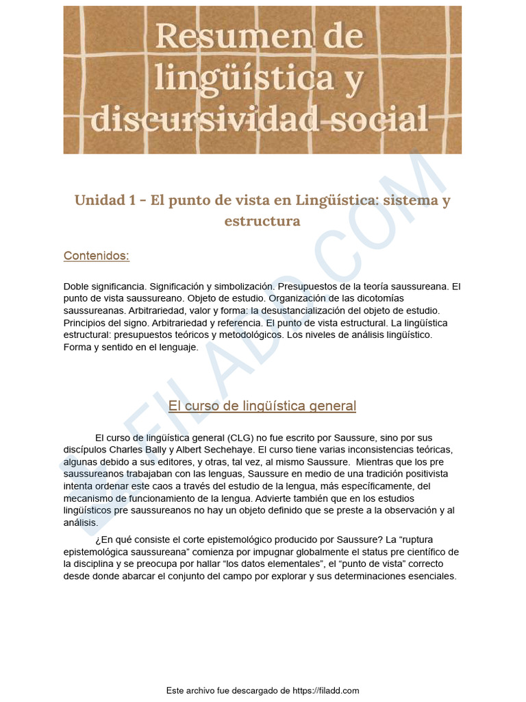 Resumen Linguistica 1 | PDF | Lingüística | Comunicación
