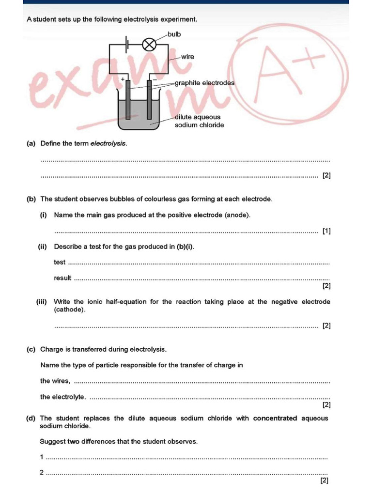 Electrolysis Questions | PDF