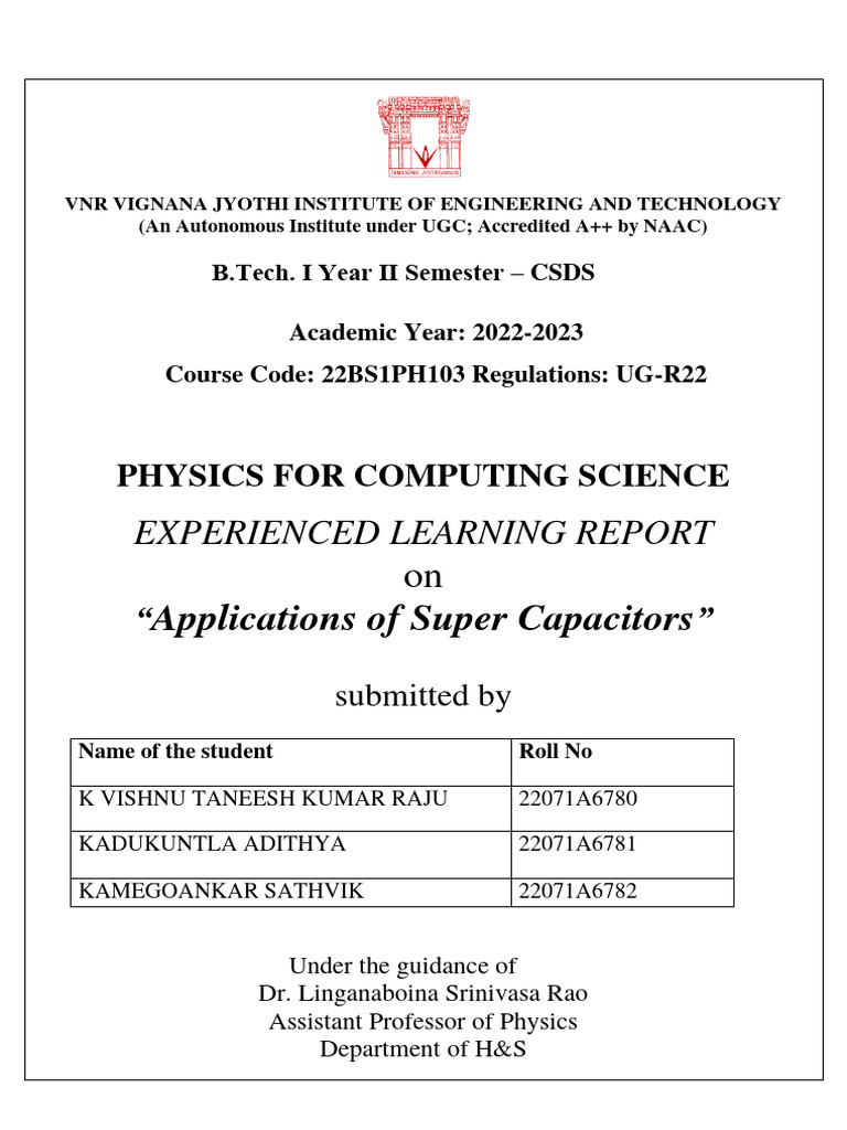Spercapacitors (EXP LEARN - 2) (1) | PDF | Electric Vehicle | Electric ...