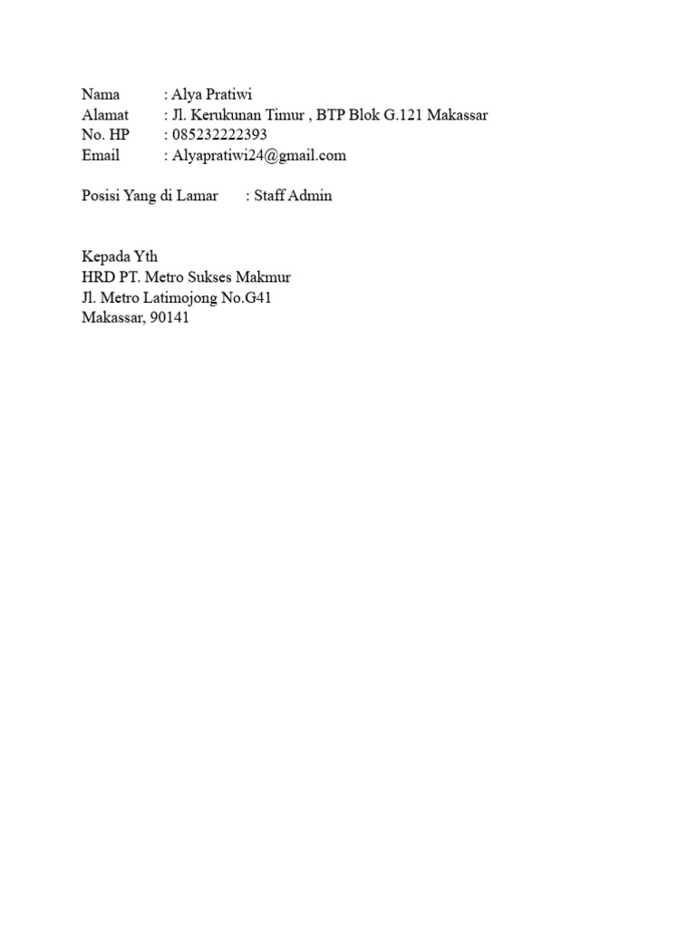 Format Map Lamaran Kerja | PDF