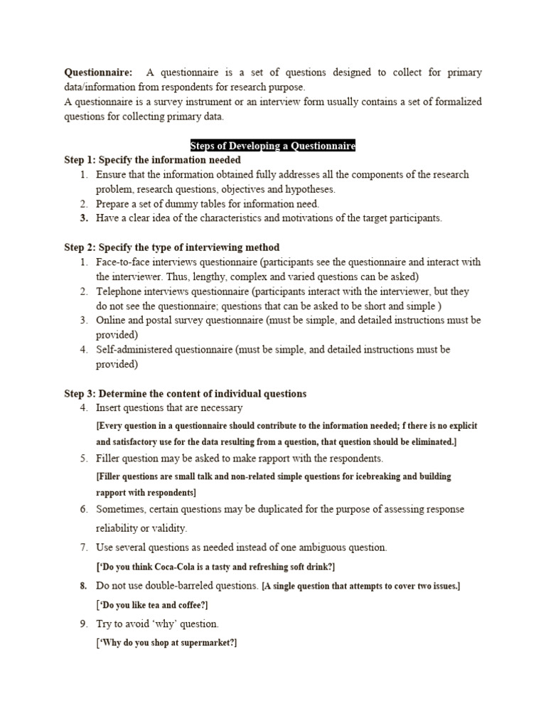 Questionnaire Development Process | PDF | Questionnaire | Survey Methodology