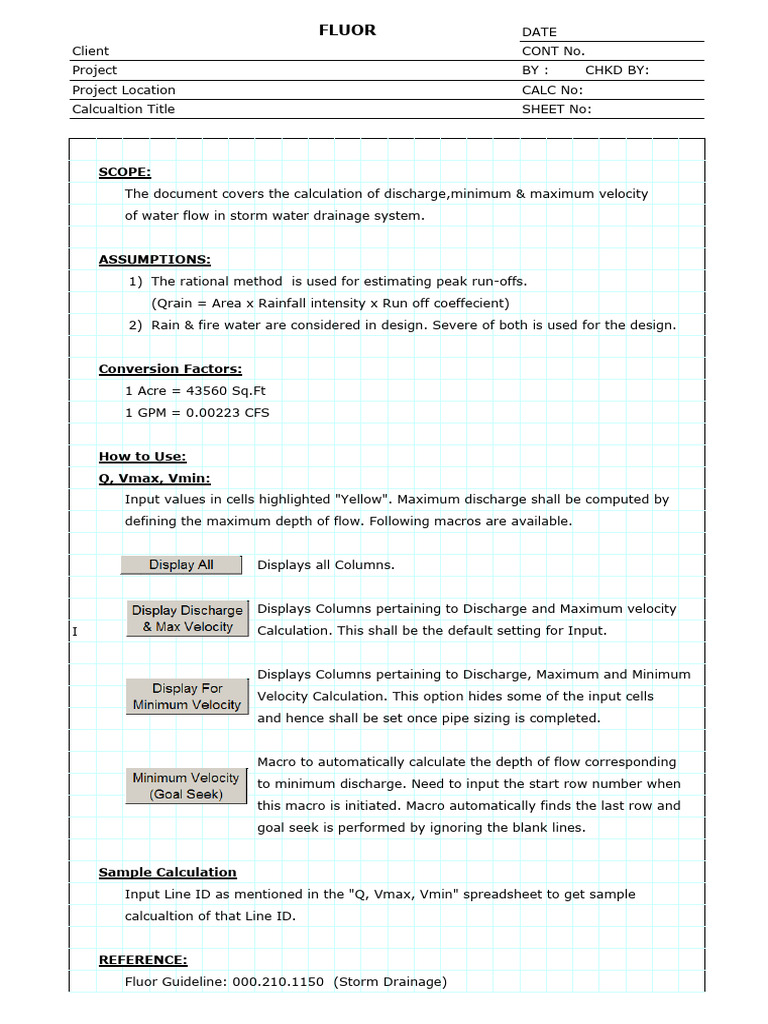 UG Pipe - Hydraulic Design - Ver 1.0 | PDF | Discharge (Hydrology ...