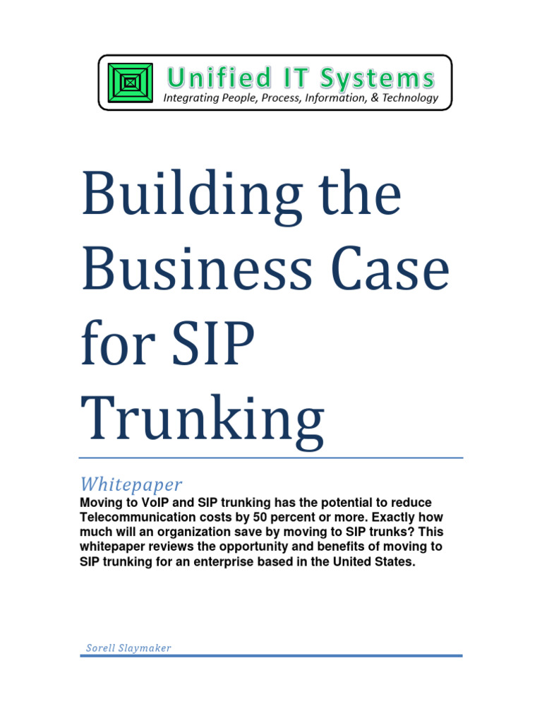 Building The Business Case For Sip Trunking | PDF | Voice Over Ip | Session Initiation Protocol