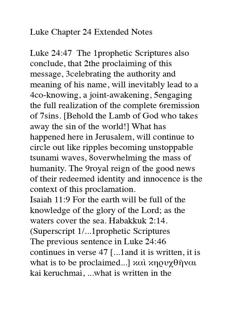 Luke Chapter 24 Extended Notes Luke 24-47 | PDF | Glory (Religion ...