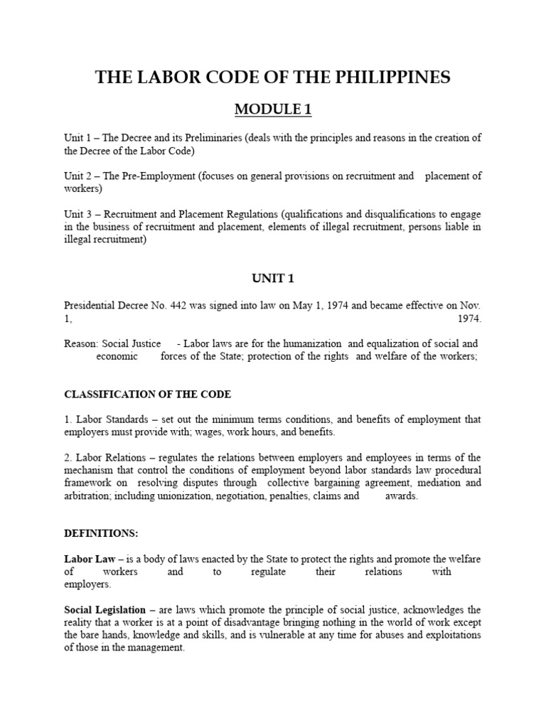 Snsu Labor Code Module 1 2nd Semester A Y 2023 2024 Pdf