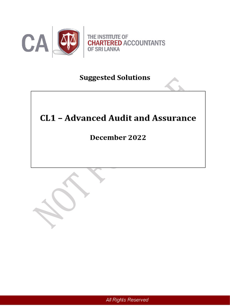 CL1 - Suggested Solutions-December 2022 | PDF | Going Concern | Audit
