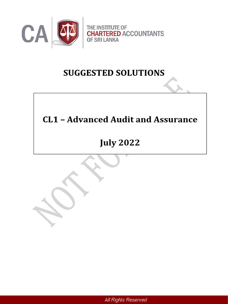 CL1-Advanced Audit & Assurance | PDF | Audit | Financial Audit
