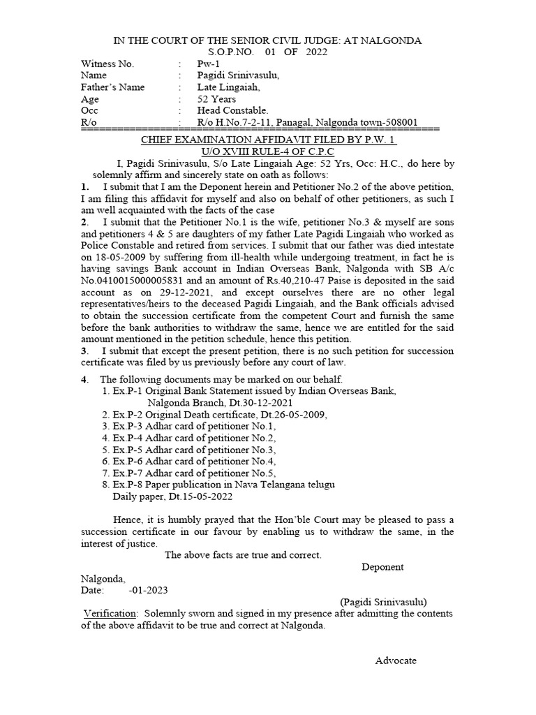 Chief PW-1 in Succession OP | PDF | Affidavit | Justice