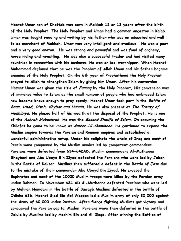 Hazrat Umar | PDF | Umar | Caliphate