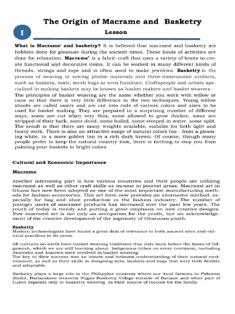 Macrame and Basketry | PDF