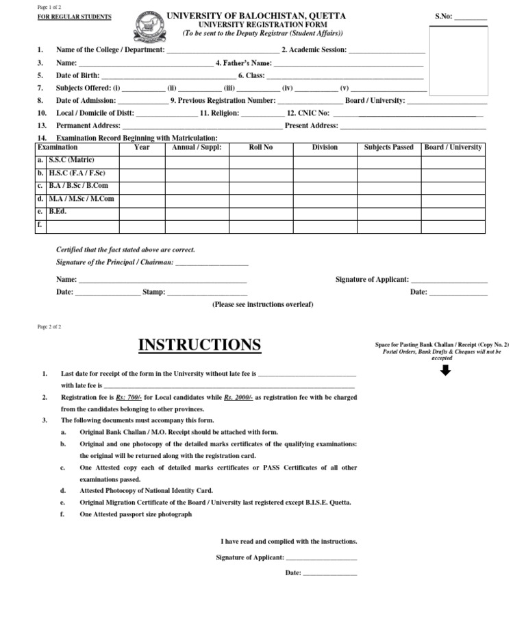 UOB Registration Form Instructions | PDF | Government And Personhood