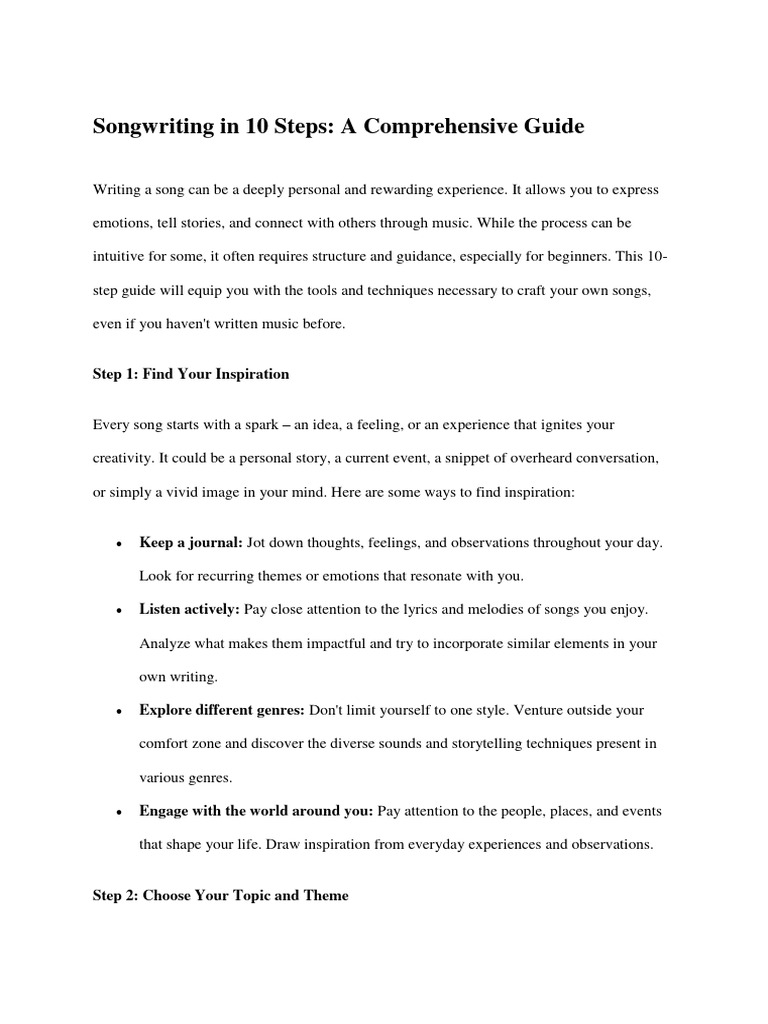 Songwriting Made Simple: 10 Steps | PDF | Song Structure | Musicology