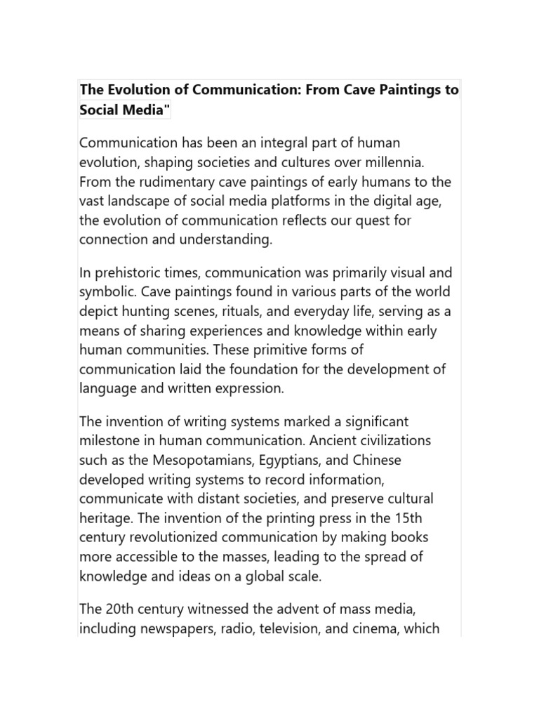 Communication's Journey: From Cave Art to Social Media | PDF | Politics ...