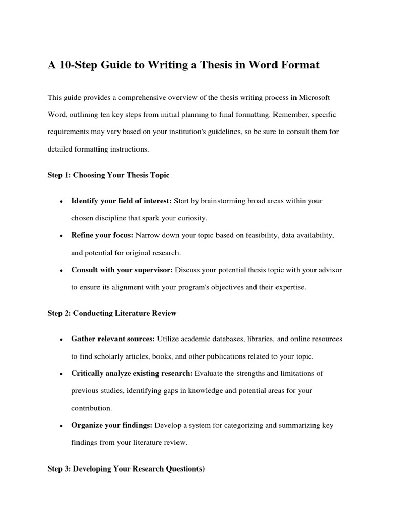 A 10-Step Guide To Writing A Thesis | PDF | Data | Thesis