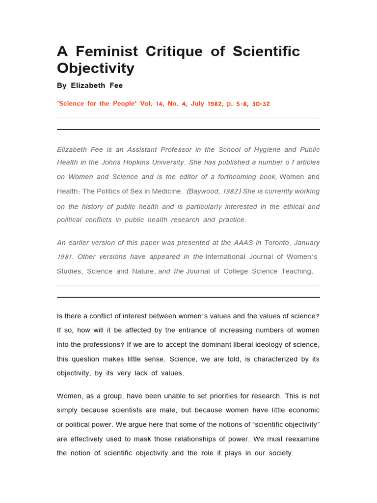 Feminist Critique of Science | PDF | Science | Knowledge