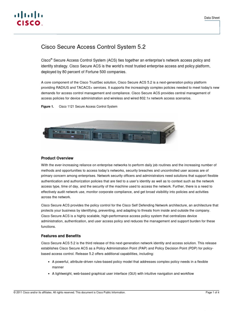 Cisco ACS Data Sheet | Cisco Systems | Access Control