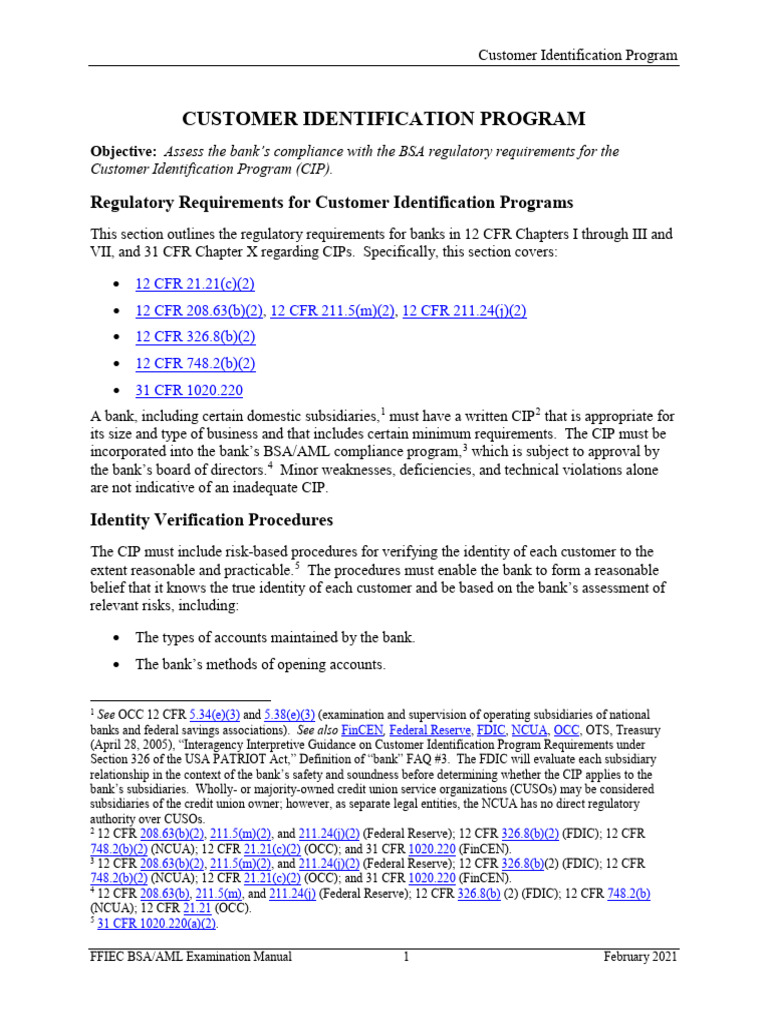 Customer Identification Program | PDF | Banks | Internal Control