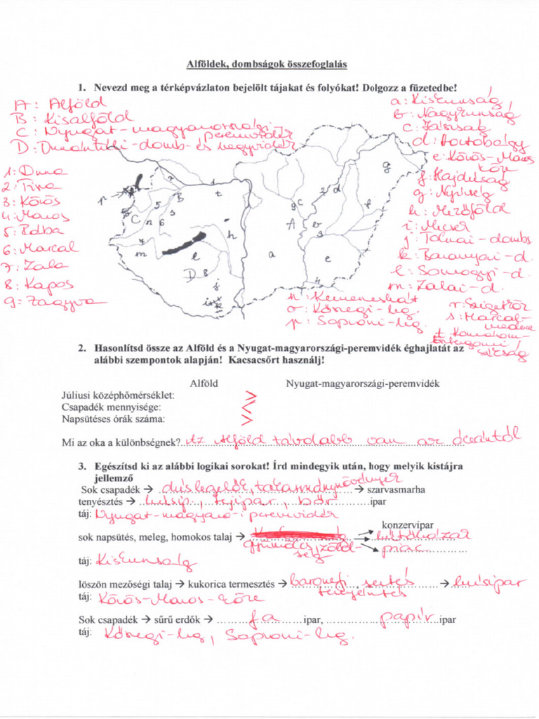 Test For 6 Graders On Hungarian Geography | PDF