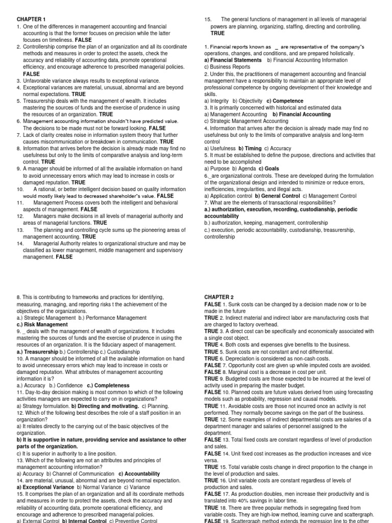 MAC-302-Chapter-1-5 Assessment Answer | PDF | Pricing | Cost