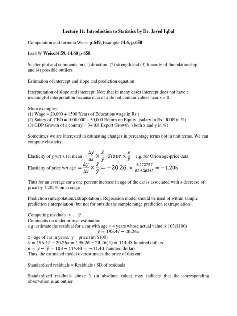 Lec 11 | Download Free PDF | Errors And Residuals | Linear Regression
