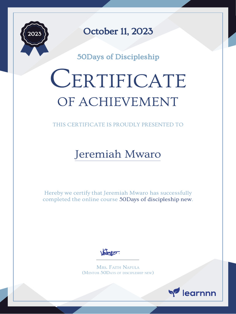 Discipleship Course Completion | PDF