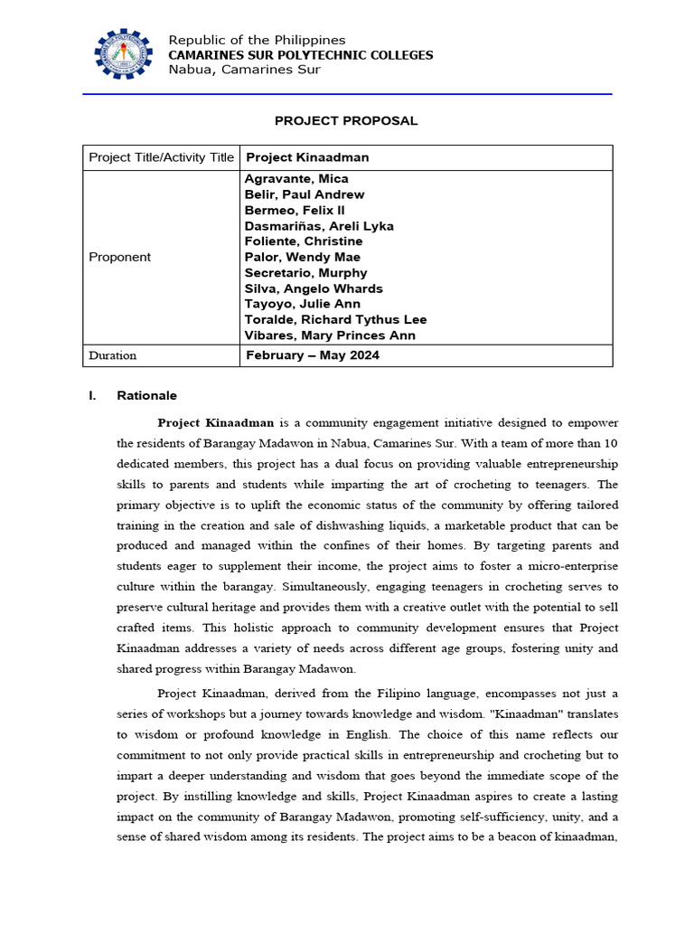 Project Proposal Editing | Download Free PDF | Community | Entrepreneurship