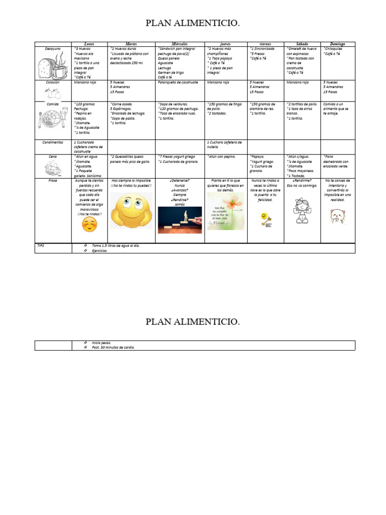 Plan Alimenticio | PDF | Alimentos | Cocina