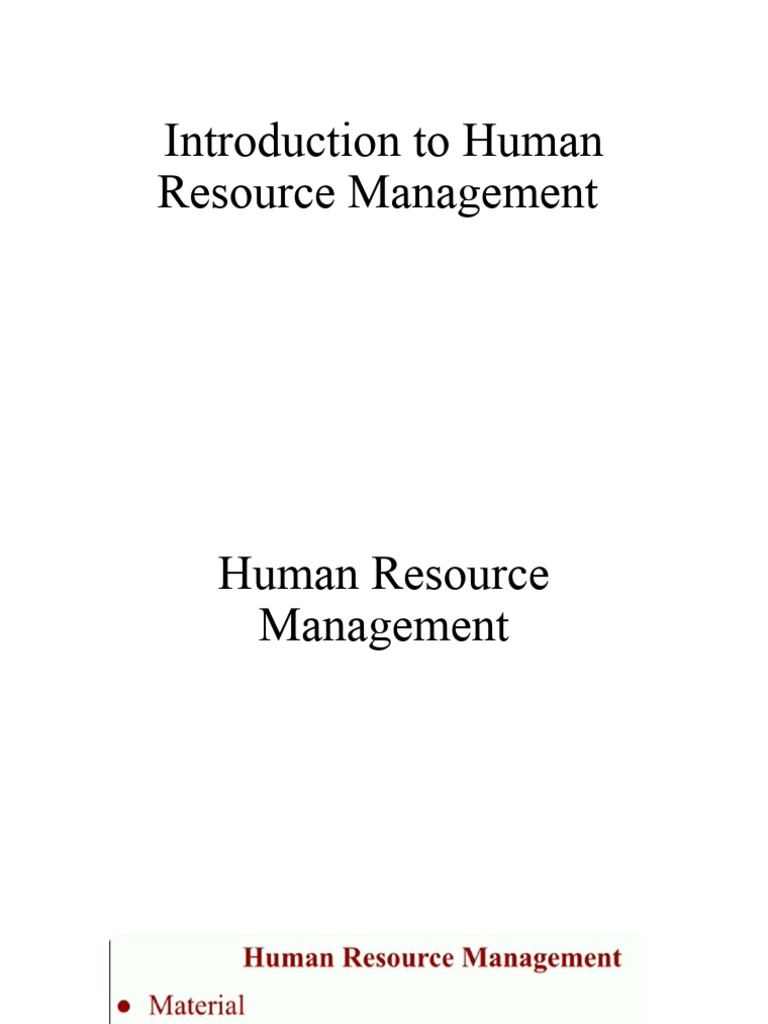 Human Resource Management Overview Pdf Human Resource Management