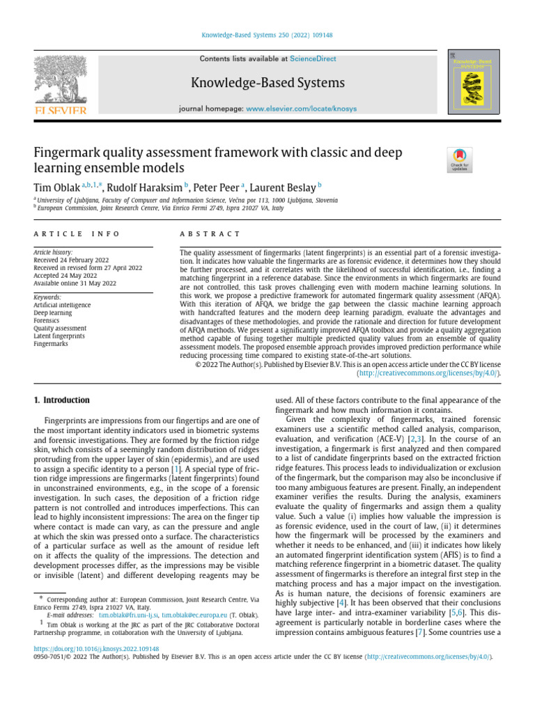 Fingerprint Survey Pdf Fingerprint Deep Learning