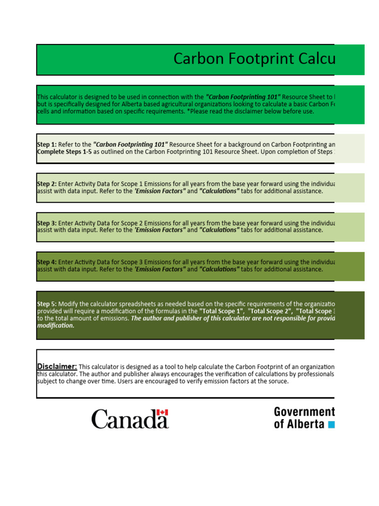 Alberta Carbon Footprint Calculator Guide | PDF | Carbon Footprint ...