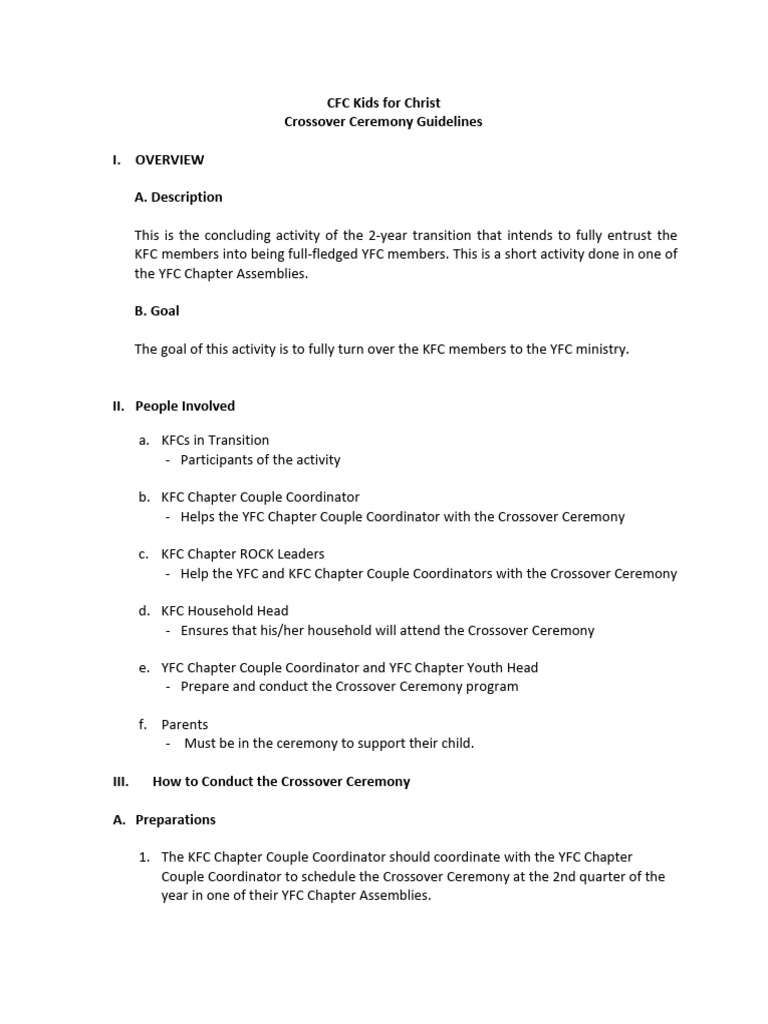 Crosover-Ceremony-Guidelines-2021 (Without Edits) | PDF